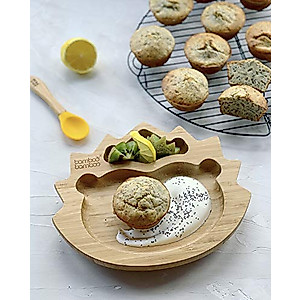 bamboo bamboo ® Baby and Toddler Suction Plate for Feeding and Weaning | Bamboo Plate with Secure Suction | Suction Plates for Babies from 6 months (Hedgehog-Yellow)