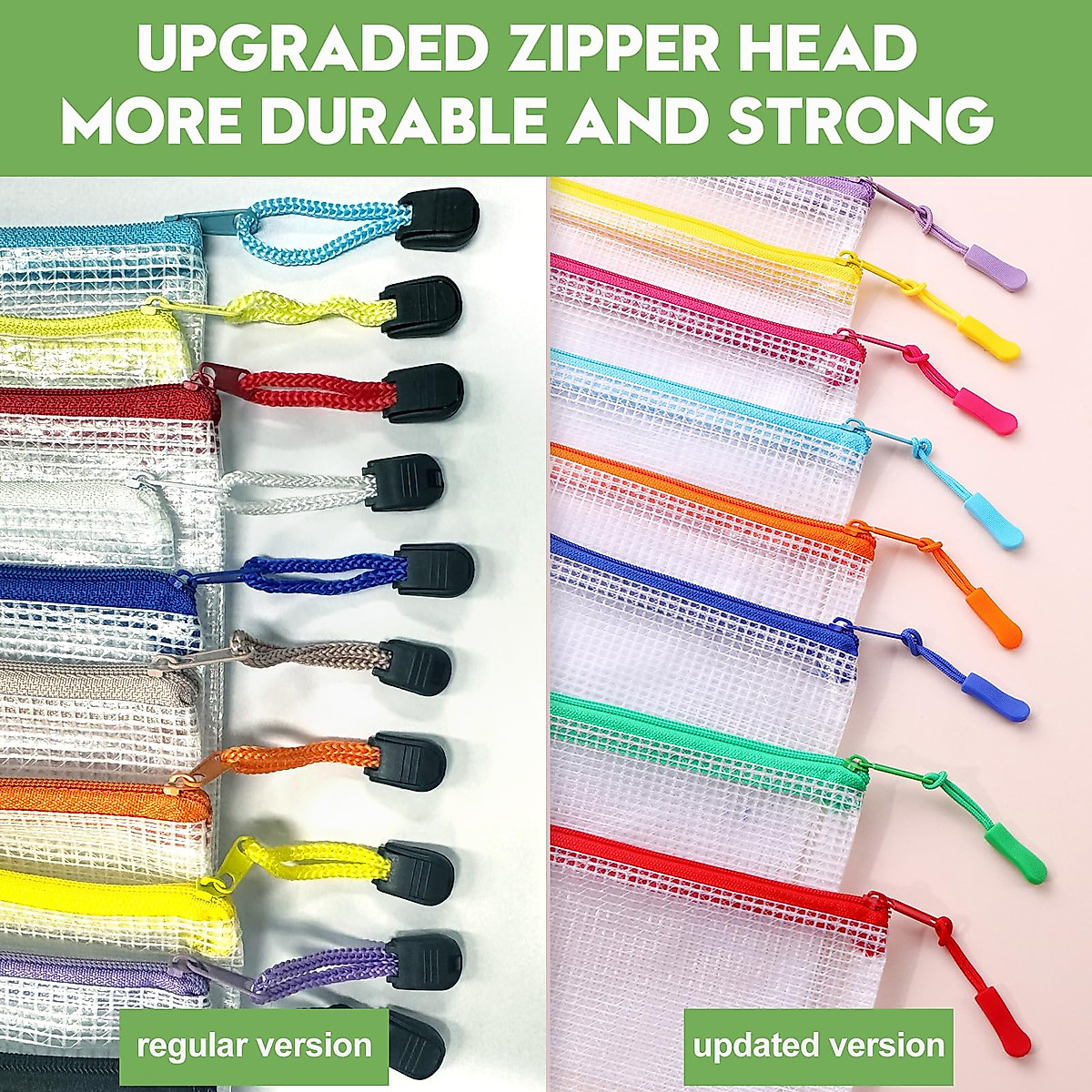 20pcs Mesh Zipper Pouch for Organization, Waterproof Zipper Pouches Colored PVC Travel Zipper Bags Clear Multipurpose Document Bags Suitable for Travel, School, Board Game and Office Supplies