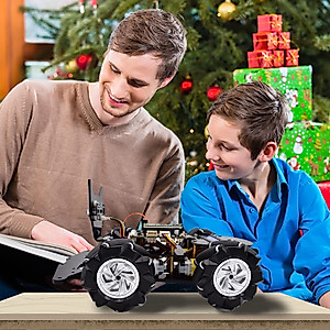 Adeept 4WD Omni-directional Mecanum Wheels Robotic Car Kit Compatible with Raspberry Pi Pico DIY STEM Remote Controlled Educational Robot Kit with LCD1602 Display and Tutorials