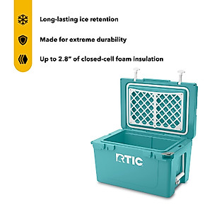 RTIC 45 QT Ultra-Tough Cooler Hard Insulated Portable Ice Chest Box for Beach, Drink, Beverage, Camping, Picnic, Fishing, Boat, Barbecue, Lagoon