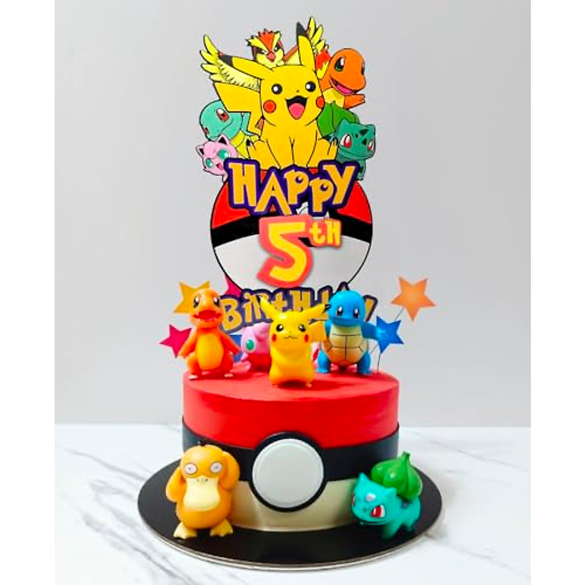 Custom Anime Cartoon Birthday Cake Topper Poke Birthday Party Decorations