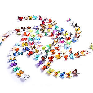 Butterfly Wall Decals 99Pcs 3D Butterflies Wall Stickers Removable, Mural Decor for Kids Room Bedroom Decor Living Room Decor …