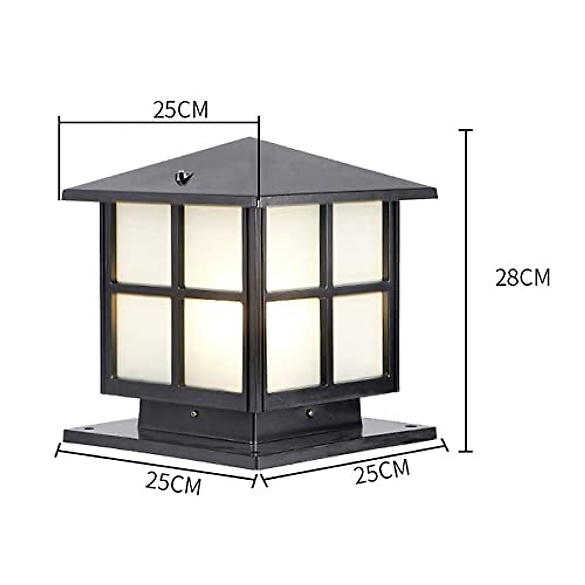 CZLZY Outdoor Post Light Fixtures Aluminum Square E27 Column Light Patio Garden Waterproof Pillar Lamp Acrylic Lamp Shade Villa Fence Pedestal Light Street Light Lawn Landscape Light