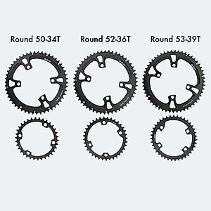 DJC Road Bike Chainring 110BCD 4 Arms Round 2X Chainring Double 52t 36t for Shimano 4700 5800 6800 9000 R7000 R8000 R9100 (Round 52-36T)