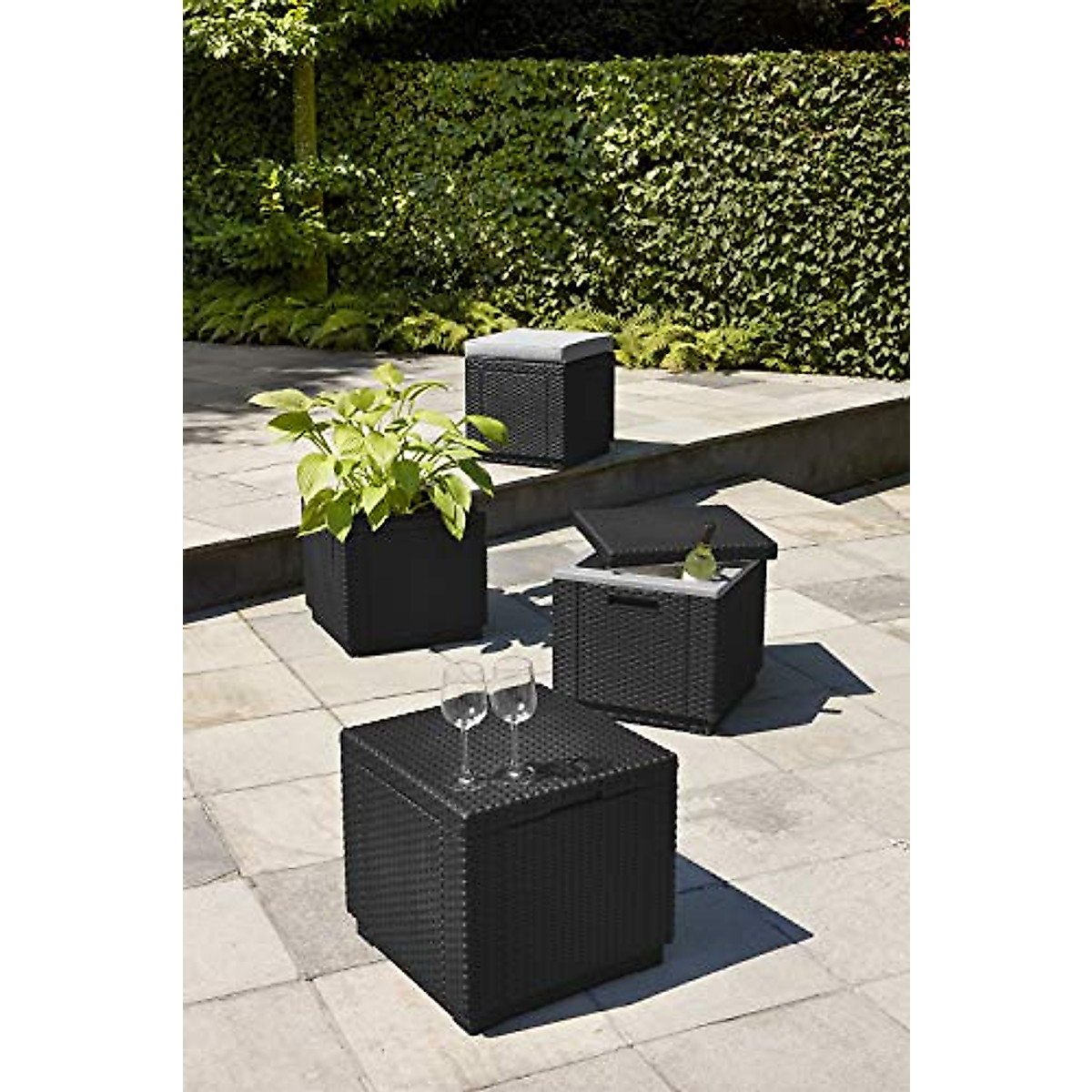 Keter Ice Cube Beer and Wine Cooler Table Perfect for Your Patio, Picnic, and Beach Accessories, Graphite