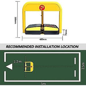 Parking Barrier Post Safety Bollard Remote Control Parking Lock, Automatic Barrier Alarmed Carport Tool Electric Parking Barrier, Mini Security Post for Driveways Carports, Parking Space Lock Folding