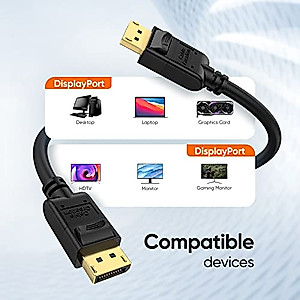 CableCreation Displayport Cable [10Ft/3M], 4K DP Cable 1.2 Male to Male Support 4K@60Hz, 2K@144Hz Compatible with Computer, Desktop, Laptop, PC, Monitor, Projector,Black