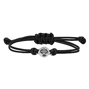 Harley-Davidson Women's Bar & Shield Outline Circle Wax Cord Bracelet HDB0404