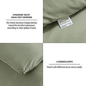 CozyLux Olive Green Comforter Set Full Size, 3 Pieces Solid Breathable Quilted Style Bedding Sets, Luxury Fluffy Soft Microfiber Comforter for All Season(1 Comforter & 2 Pillowcases)