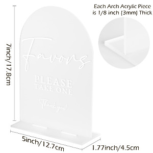Frosted Arch Acrylic Favors Sign- 5"x7" Frosted Acrylic Wedding Sign and Base,1/8" Thick | Modern Calligraphy White Lettering Arch Acrylic Favors Sign for Wedding & Party