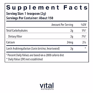 Vital Nutrients Arabinogalactan Powder | Vegan Supplement to support GI Health, Liver, and Immune Support* | Gluten, Dairy and Soy Free | Non-GMO | 300 Grams