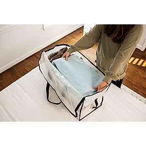 ClearSpace Heavy Duty Moving Bags or Storage Bags – Clear Storage Bins with Lids, Large Moving Boxes with Backpack Straps & Zippers – Packing Bags & Moving Supplies for College Dorm, 6 Pack