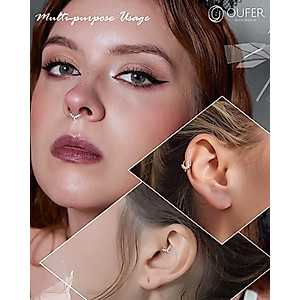 OUFER 16G Septum Rings Hoops, 316L Stainless Steel Septum Piercing Jewelry, Paved Shiny Clear CZ Cartilage Earrings, Helix Conch Daith Piercing Jewelry For Women And Men-8MM