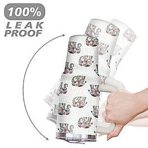 qoepfnsh 40 oz Elephant Tumbler with Handle and Straw, Boho Bohemian Floral Stainless Steel Vacuum Insulated Travel Coffee Mug Cup Water Bottle, Elephant Stuff Accessories Decor Gifts for Women Girls