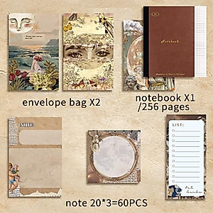 Chuchengio 242Pcs Aesthetic Scrapbook Paper Stickers Supplies Kit,Art Decoupage Paper for Scrapbooking Journaling Supplies，Bullet Journal Kit with Journal Vintage Stickers