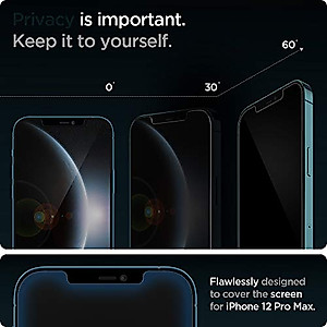 Spigen Tempered Glass Screen Protector [GlasTR EZ FIT- Privacy] Designed for iPhone 12 Pro Max - 2 Pack