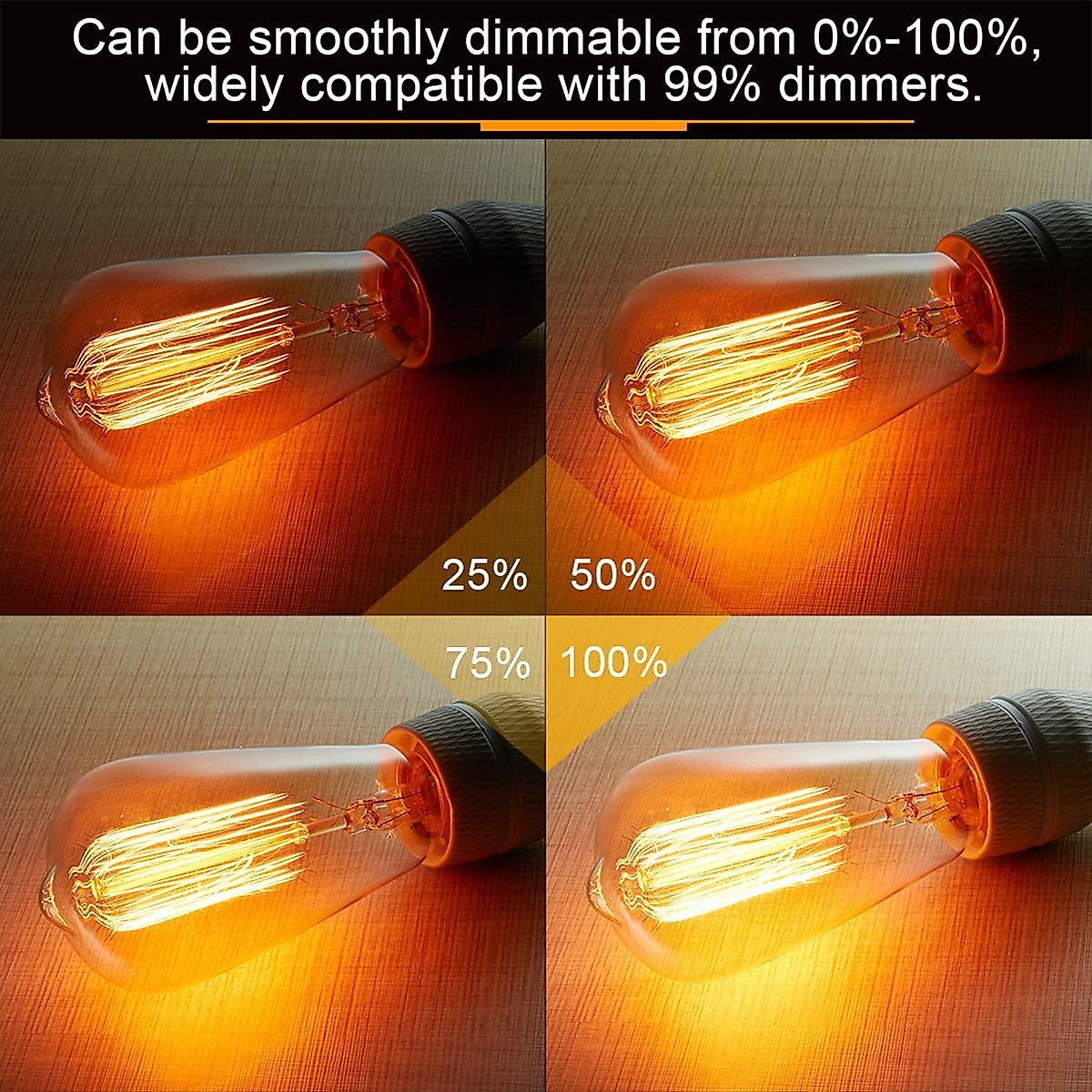 LUXON 8-Pack Edison Bulbs Antique Vintage Style Incandescent Light Bulb Dimmable Amber Warm 60W E26 Base for Wall Sconce Chandelier Retro Fixture