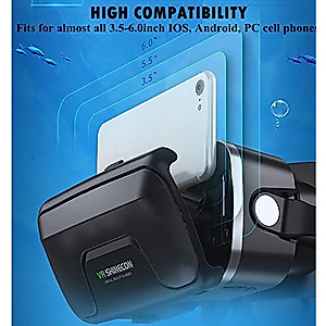 VR Headset/Goggles, Virtual Reality Glasses w/ 3D HiFi Headphones for 3D Movie Video Game Compatible for iOS iPhone 13 12 11 Pro Max X S R 8 7 6 S Plus, Android Samsung Galaxy S20 S10 S9 S8 Edge