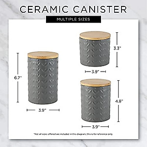 DII Kitchen Accessories Collection, Textured Matte Ceramic Canister Set, Teal, Vine, 3 Piece