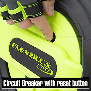 Flexzilla Retractable Extension Cord Reel, 12/3 AWG SJTOW Cord, 60', Grounded Triple Tap Outlet, ZillaGreen, FZ8120603