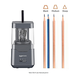 Amazon Basics Portable Electric Pencil Sharpener, Helical Blade, Auto Stop, Battery/USB Cord Operated