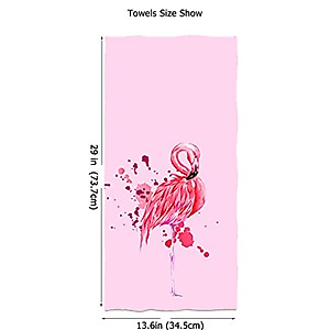 IUOCFER Pink Flamingo Hand Towels Pink Animal Bath Towels 13.6 * 29 Highly Absorbent Kitchen Dish Towels for Household Daily Use | Home Decoration | Carry-On Hotel Gym Spa