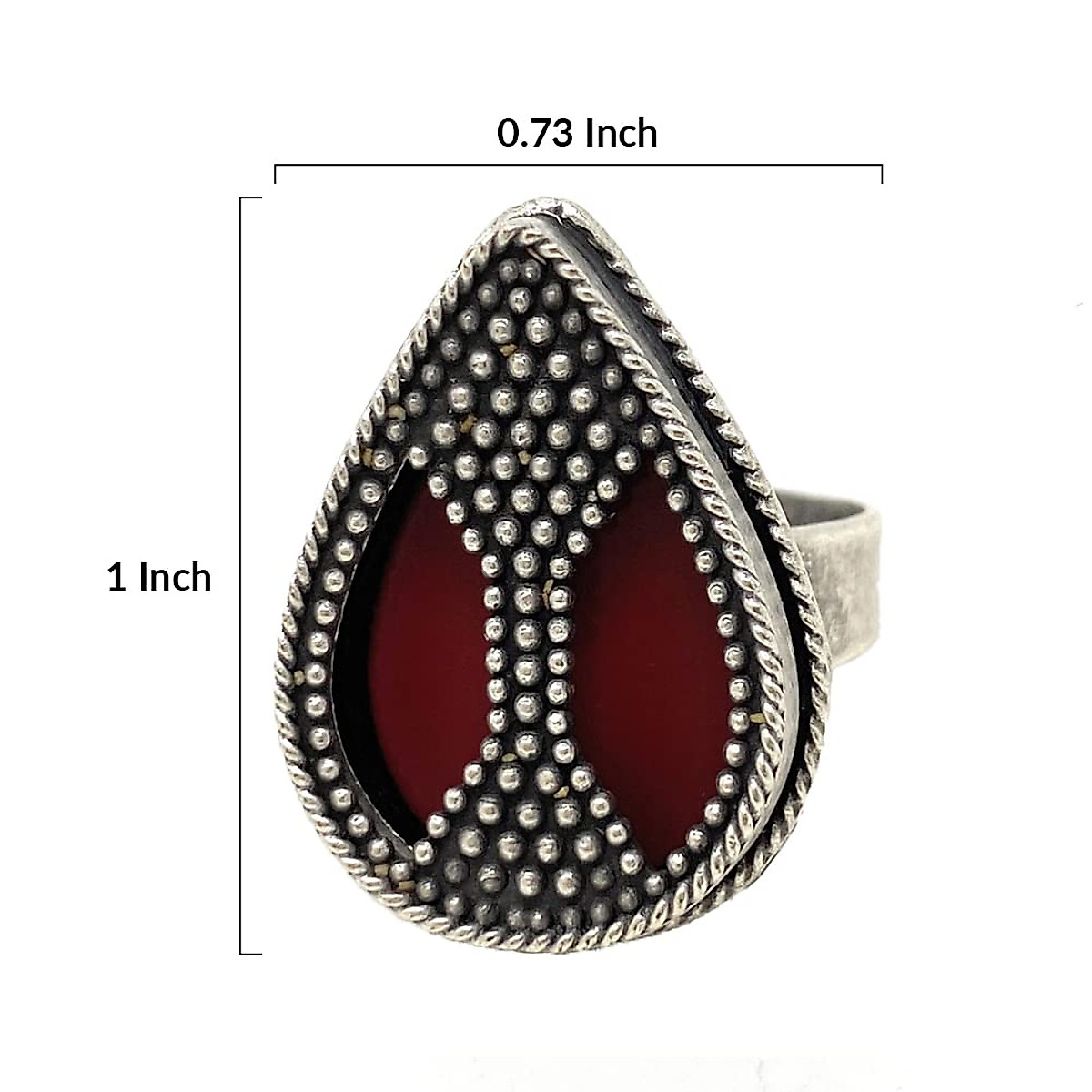 Duel On Jewel Kayi Halime Tribal Turkish Zamak Vintage Womens Statement Big Cocktail Adjustable Ring Size 6.5 to 8.5 - Boho Chic Fashion
