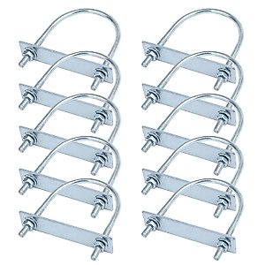 10Pcs U Bolts in Steel 2"x3½"x5", U Pipe Clamps Heavy Duty Mounting Hardware with Washers and Nuts
