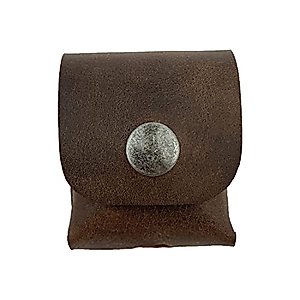 LeatherTex, Rustic AirPods Charging Cover Handmade from Full Grain Leather - Pocket Size, Genuine Bluetooth Case - Protective Portable Carrying Pouch - Bourbon Brown