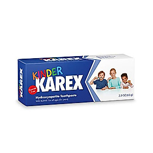 Kinder Karex Hydroxyapatite Kids Toddler Toothpaste 2.3 Ounce, Fluoride Free, Safe If Accidentally Swallowed