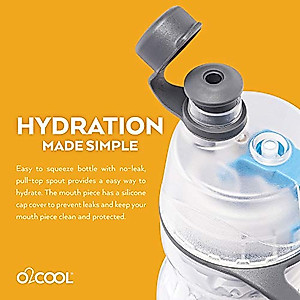 O2COOL Mist 'N Sip Misting Water Bottle 2-in-1 Mist And Sip Function With No Leak Pull Top Spout Sports Water Bottle Reusable Water Bottle - 20 oz (Tropical)