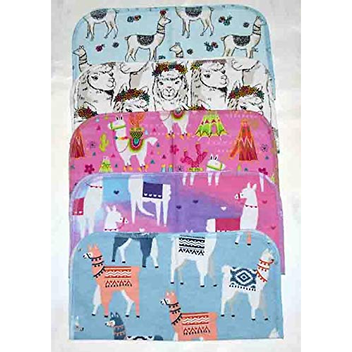1 Ply 12x12 Inches Set of 5 Flannel Paperless Towels Alpacas and Llamas