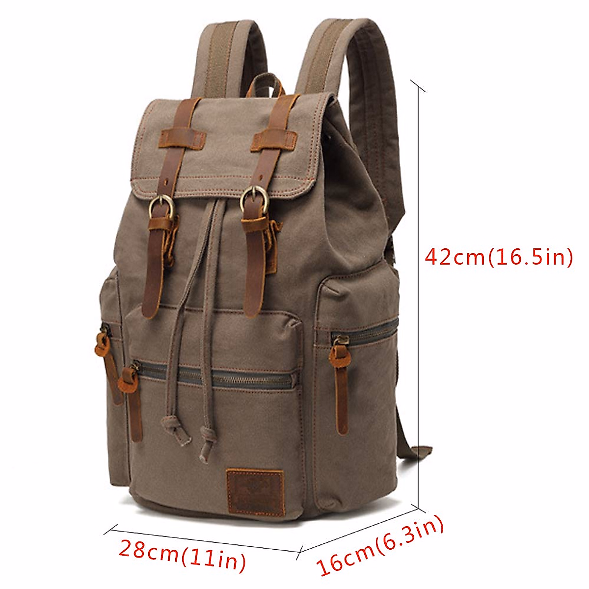AUGUR High Capacity Canvas Vintage Backpack - for School Travel 12-15" Laptop Backapcks for Men Casual Daypacks Rucksack (M-Army Green)