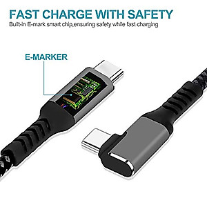 Peskaul Type C to Type C Cable 10ft 90 Degree 20V 5A 100W PD Fast Charge USB C to USB C Cable 100W Compatible with Samsung Galaxy Note 10 S9 S8, MacBook Air, iPad Pro 2018, Nintendo Switch