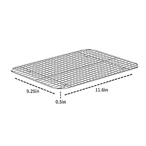 HOHUNGF Medium Stainless Steel Cooking Rack Set 2, Large Baking Rack Pack of 2, for Cooling Baking Roasting Grilling Drying, Rectangle 11.6 x 9 x 0.6 Inch Toaster Oven, Oven & Dishwasher Safe