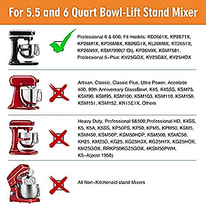 Flex Edge Beater for KitchenAid 5.5-6 QT Bowl-Lift Stand Mixer with 2 Kitchen Accessories, Flat Beater Paddle with Flexible Silicone Edges Bowl Scraper, Kitchen Aid Mixers Accessories