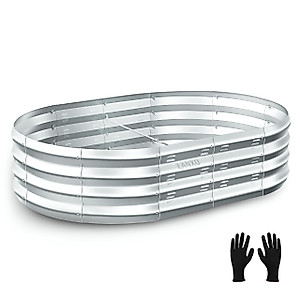 LANXU Galvanized Raised Garden Bed, 0.6MM Thickness, 4x2x1FT, Breathable Side Vents Metal Garden Planter for Vegetables Flowers Herbs