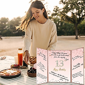 Crenics Rose Gold 13th Birthday Decorations, Creative 13th Birthday Guest Book Alternative, Large 13th Birthday Signature Book 12" x 18", Great 13 Years Old Birthday Gifts for Girls