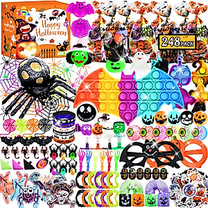 PURPERCAT 248 Pcs Halloween Party Favors, Bulk Halloween Toys Halloween Party Toys Assortment Goodie Bag Stuffers Pinata Filler Trick or Treat Classroom Party Supplies for Kids Classroom Prize