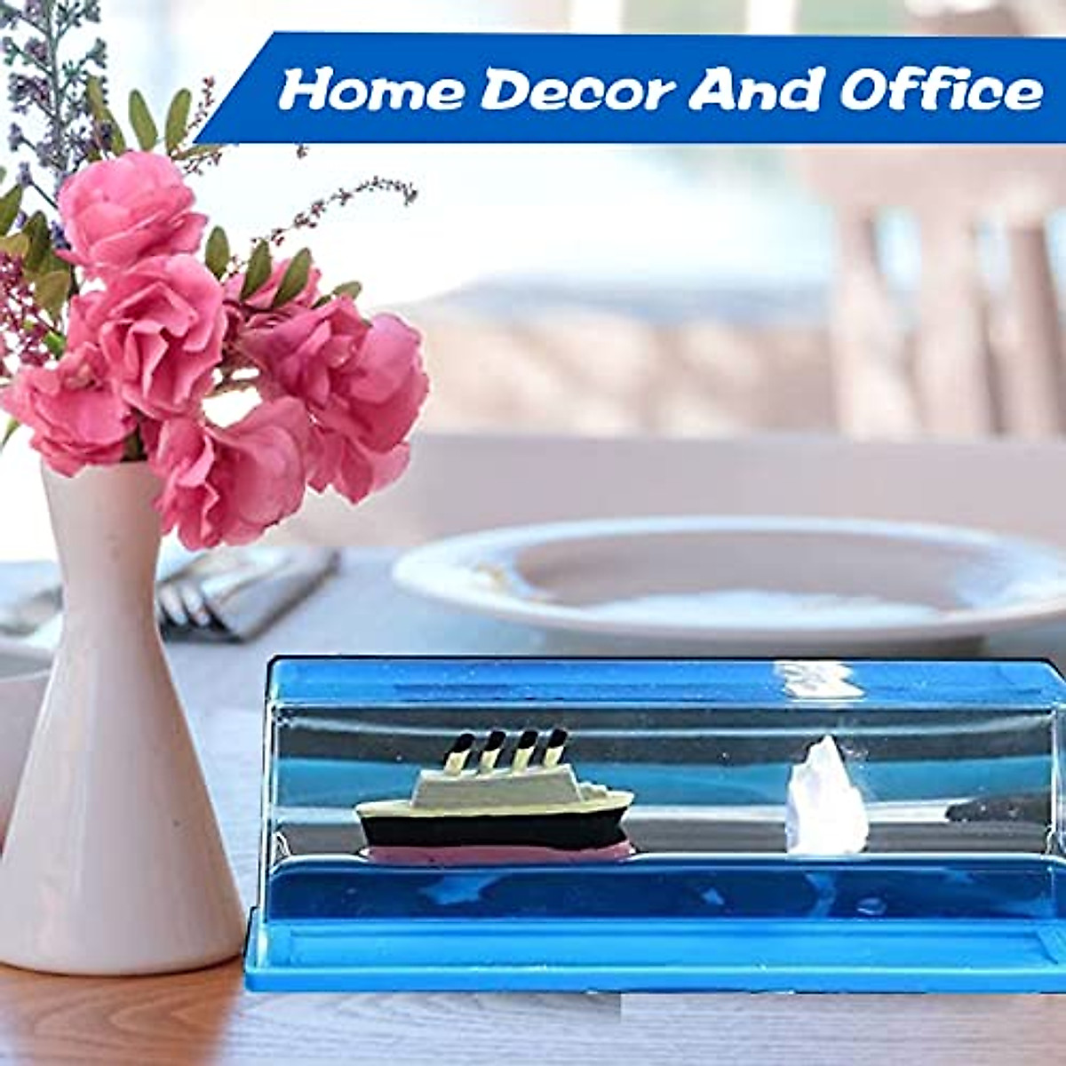 Honsheng Unsinkable Titanic Simulator Toy Wavey Boat in a Box Liquid Wave Cruise Fluid Ship Decoration Ornament for Car Decoration Paperweight Desk Toy Gifts,Recommended Age Range for use: 3+
