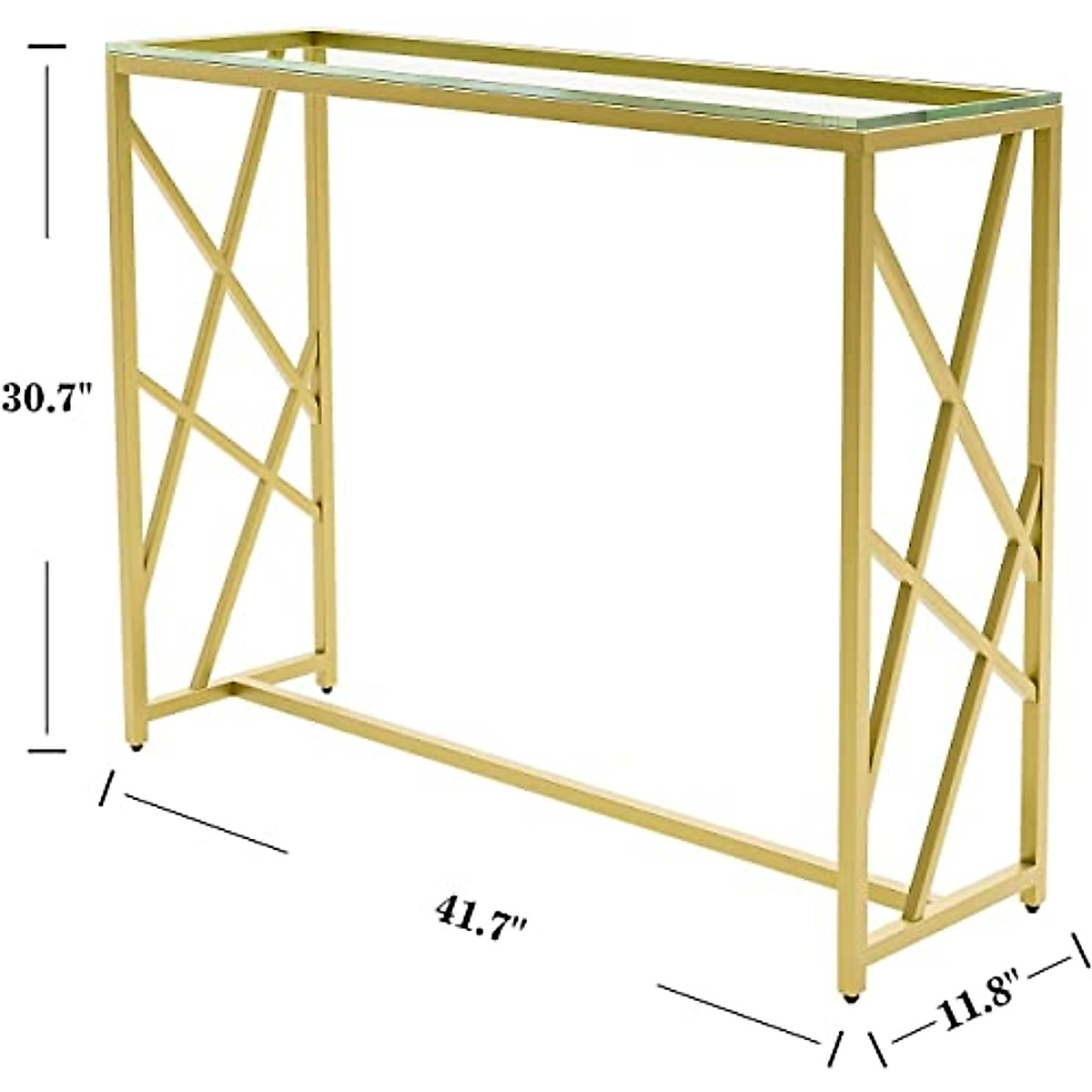 Console Table,Narrow Sofa Table,Glass Console Table Mirrored Console Table Entryway Hallway Table with Golden Metal Frame and Adjustable Feet,Entrance Table for Living Room,Foyer 41.7x11.8x30.7 inch