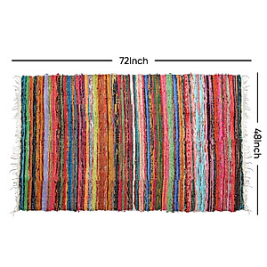 Ekakshx Chindi Rag Rug 4 * 6 I Hand Woven Rug & Reversible Runner Rug I Cotton Colorful Chindi Rug I 4 * 6 Feet