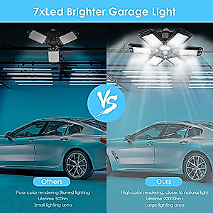 KASLIGHT 2 Pack Garage Light, 160W 16000LM 6500K Deformable Garage Ceiling Lights with 6 Adjustable Panels Led Garage Light, Bright Shop Lights for Garage Attic Workshop Basement Bay Warehouse