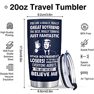 Aurahouse Christmas Gifts for Boyfriend, Funny Boyfriend Gifts Tumbler 20 Oz, Birthday Gifts for Boyfriend, Anniversary Boyfriend Gifts, Father's Day Gifts for Him Boyfriend, Valentines Day Cup