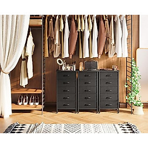 AODK Dresser for Bedroom with 5 Storage Drawers, 31" Small Dresser Chest of Drawers Fabric Dresser with Sturdy Steel Frame, Black