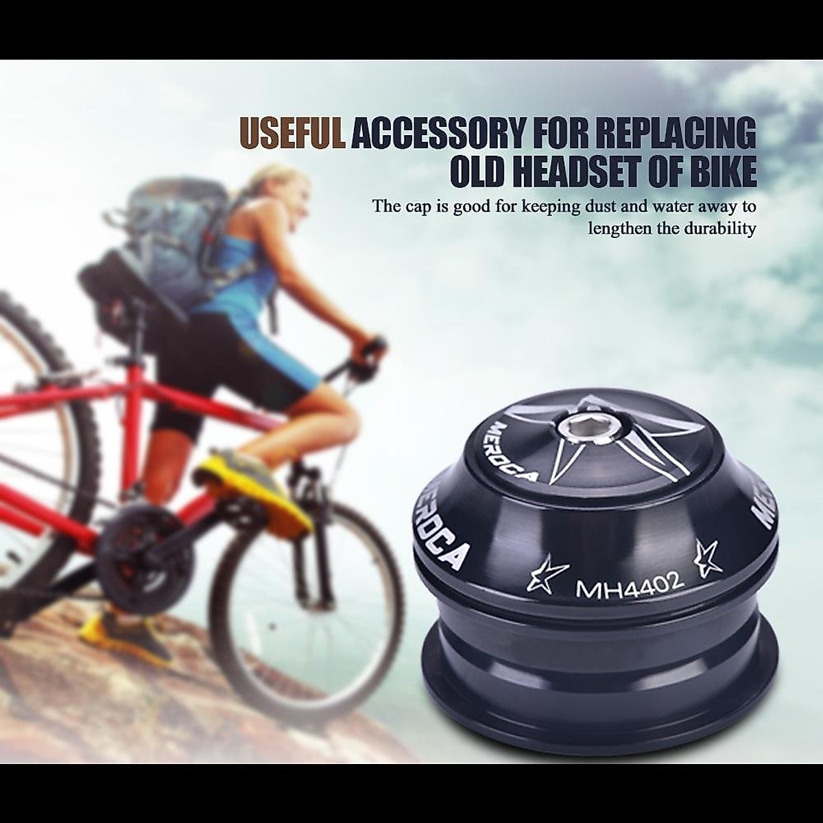 Bike Headset Set 44mm Aluminium Alloy Bearing Headset Mountain Bike Road Head Tube Accessories(Black)