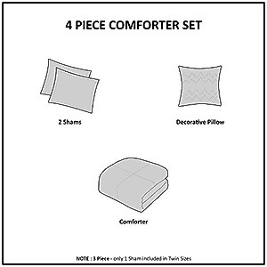 Madison Park Zuri Soft Plush Comforter Set, Faux Fur Animal Stripes Design, Faux Mink On The Reverse, Modern All Season Bedding Set with Matching Sham, King, Snow Leopard 4 Piece