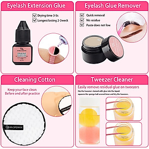 Rose Manor Lash Eyelash Extension Kit, Lash Kit for Eyelash Extension Beginners, with Mannequin Head, Individual Lash Glue, Eyelash Remover, Fan, Lash Extension Supplies Tools for Practice Training