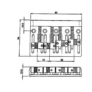 Guyker High Mass Bass Bridge with Vintage Brass Saddles Tailpiece Replacement for 4 String Jazz Electric Bass CNC Machined (GB403, Chrome)