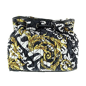 Versace Jeans Couture Black/Gold Heart Charm Purse Small Braid Bucket Crossbody Bag for womens